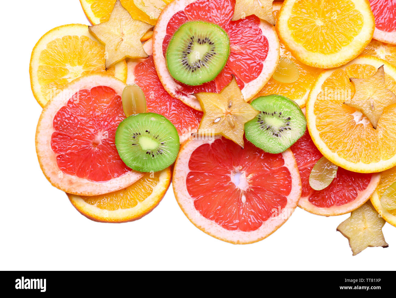 Sliced fruits isolated on white Stock Photo - Alamy