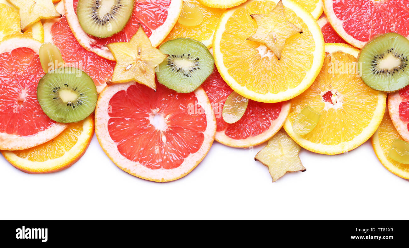 Sliced fruits isolated on white Stock Photo - Alamy