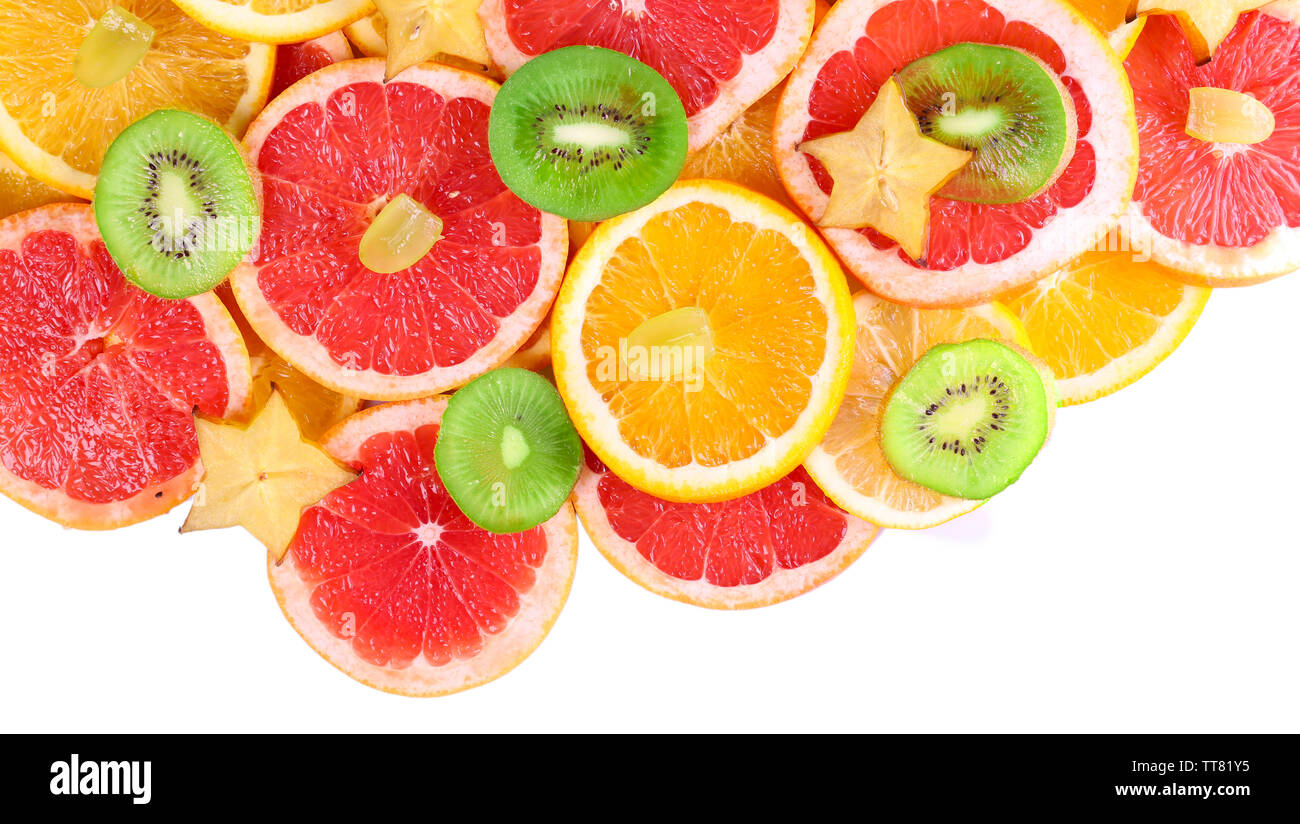 Sliced fruits isolated on white Stock Photo - Alamy