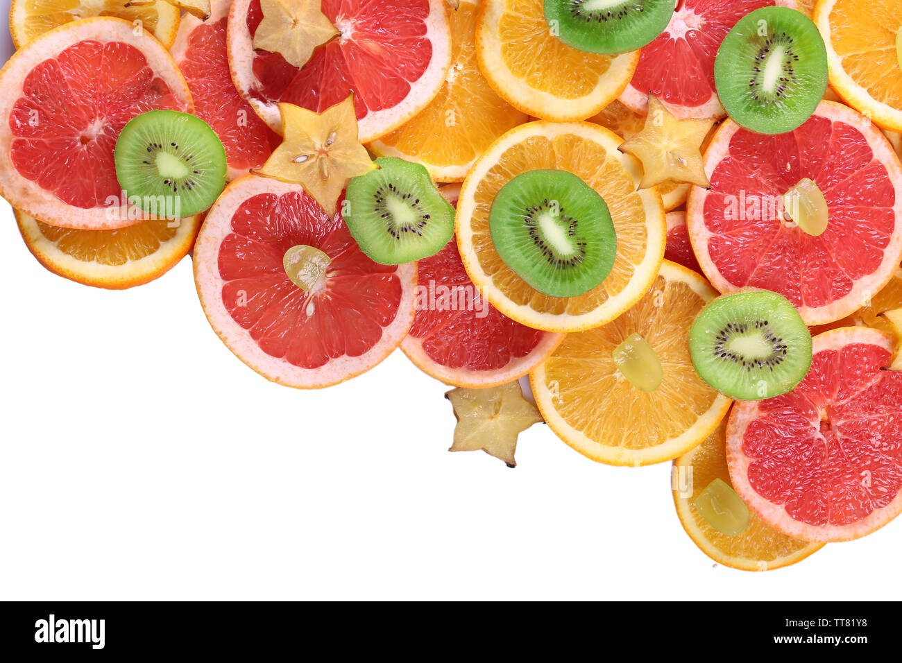 Sliced fruits isolated on white Stock Photo - Alamy
