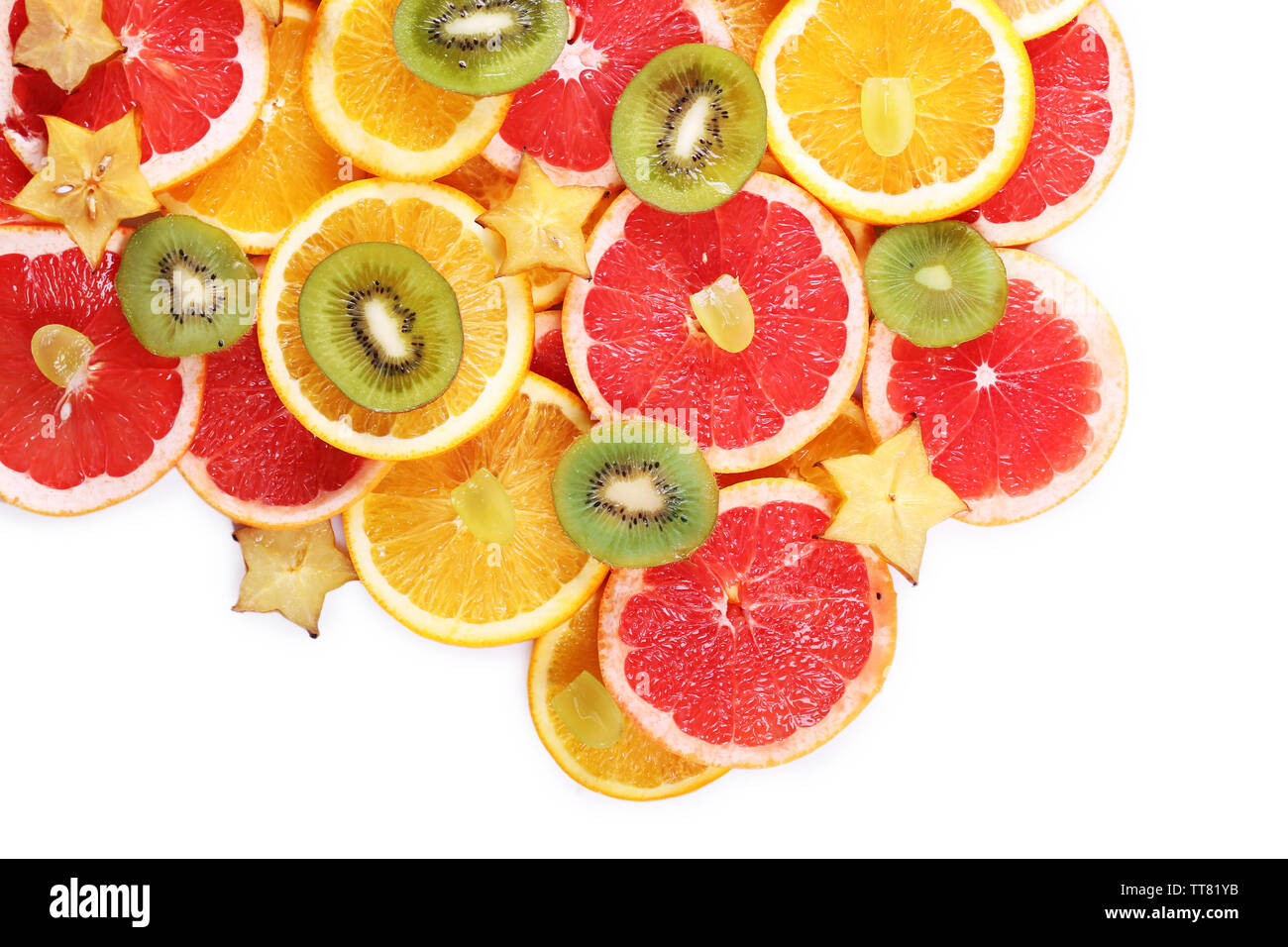 Sliced fruits isolated on white Stock Photo - Alamy