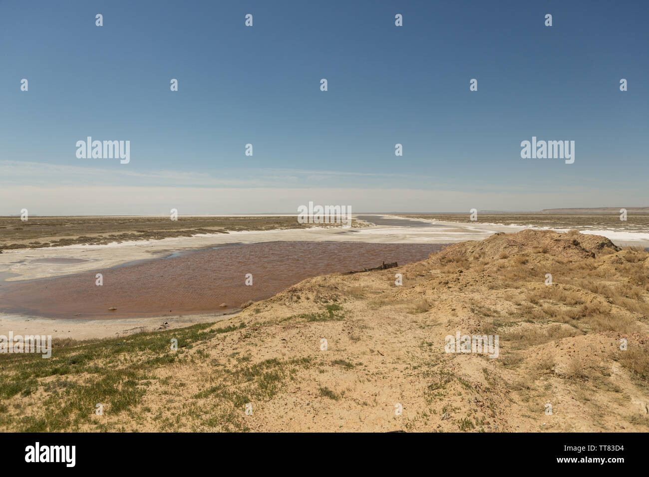 Aral sea.Part of the dried-up Aral sea,salt marshes and industrial ...