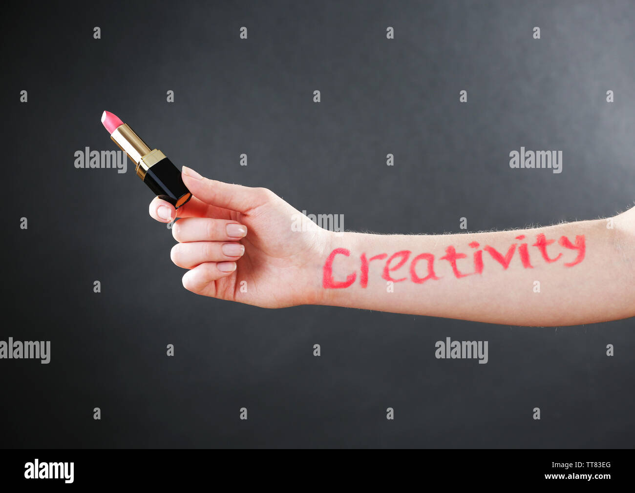 Word creativity written on female hand on black background Stock Photo ...