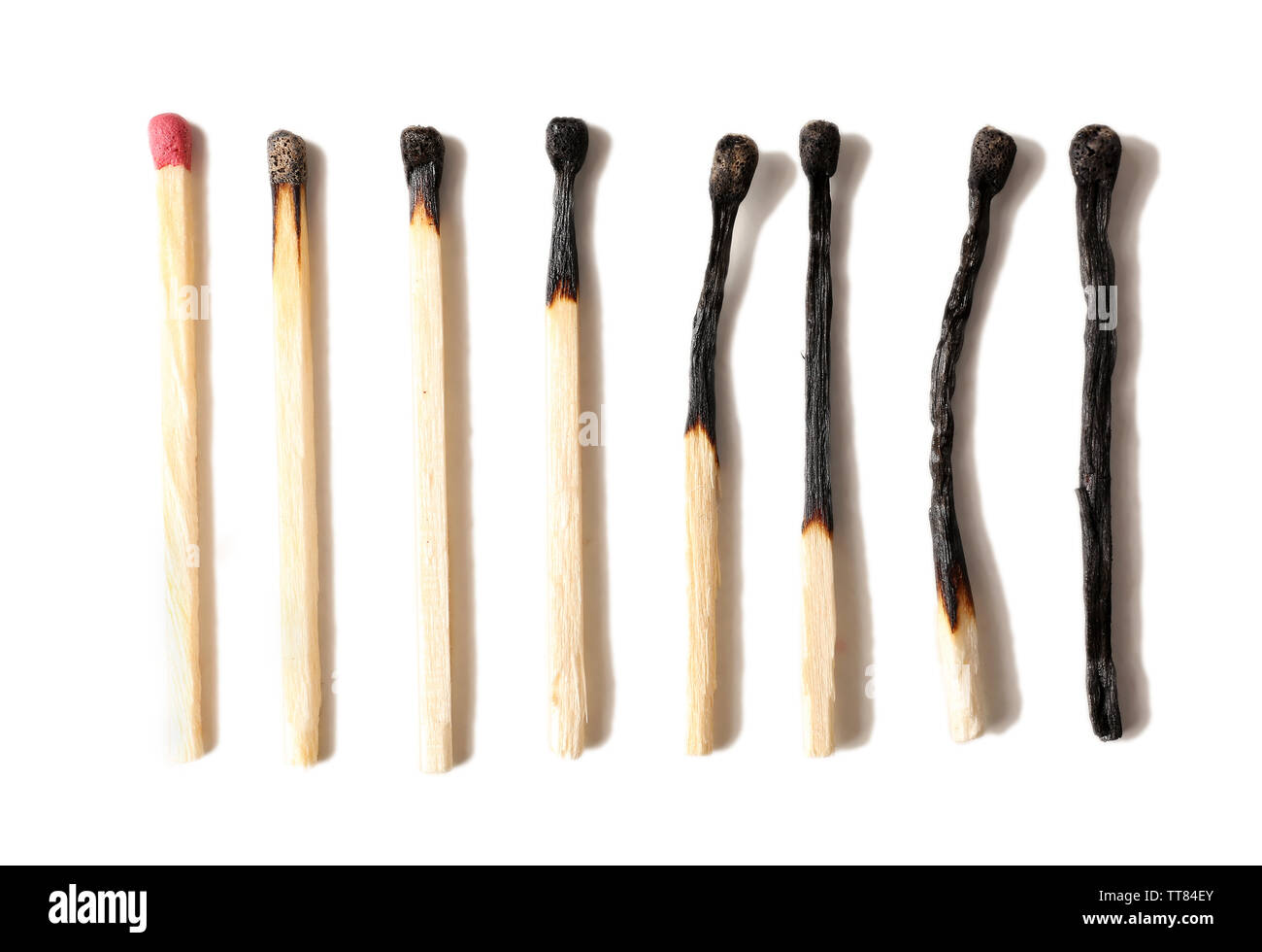 Burnt matches isolated on white Stock Photo - Alamy