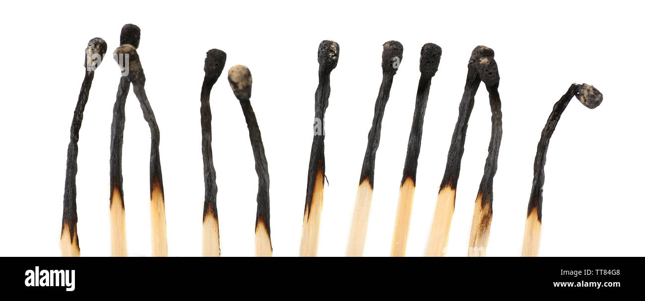 Burnt matches isolated on white Stock Photo - Alamy