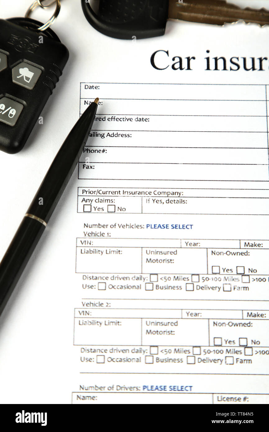 Car insurance schedule hi-res stock photography and images - Alamy