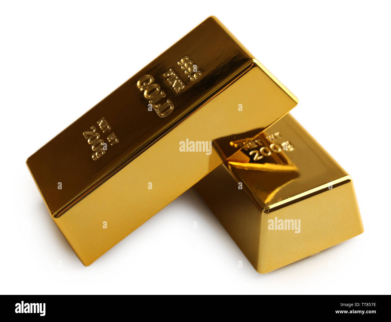 Gold bars isolated on white Stock Photo - Alamy