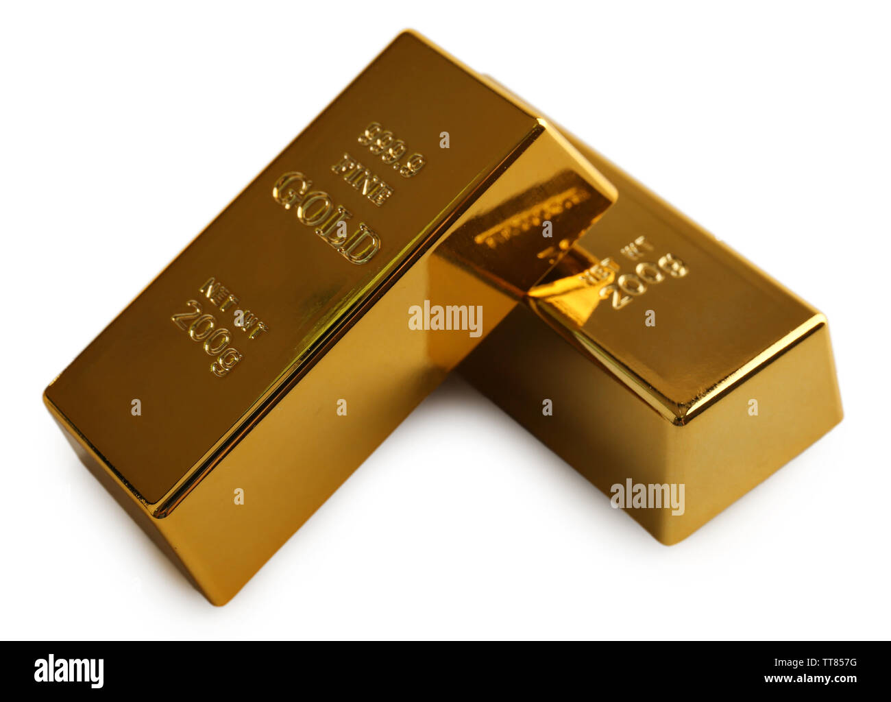 Gold bars isolated on white Stock Photo - Alamy