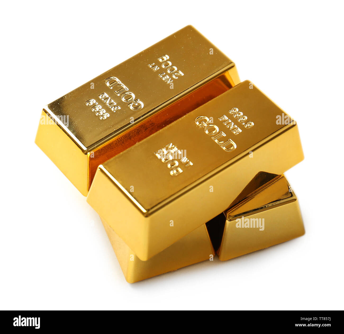 Gold bars isolated on white Stock Photo - Alamy