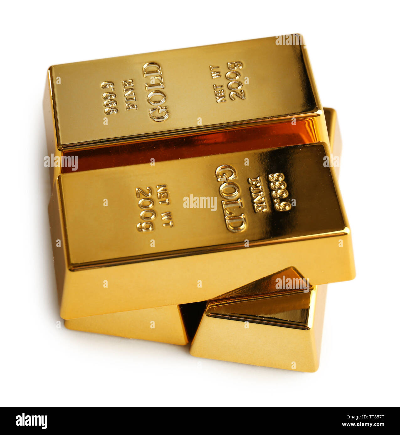Gold bars isolated on white Stock Photo - Alamy