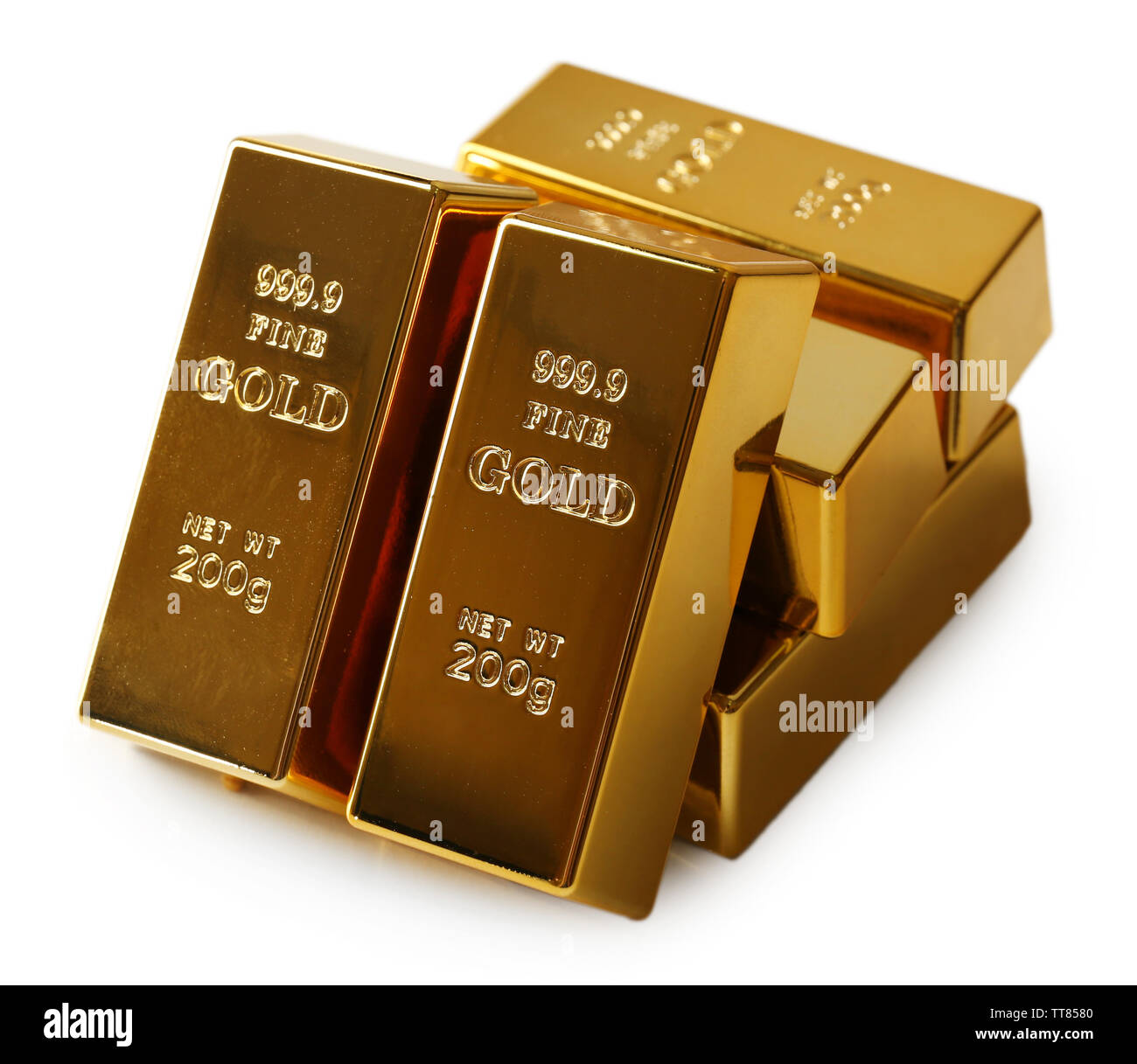 Gold bars isolated on white Stock Photo - Alamy