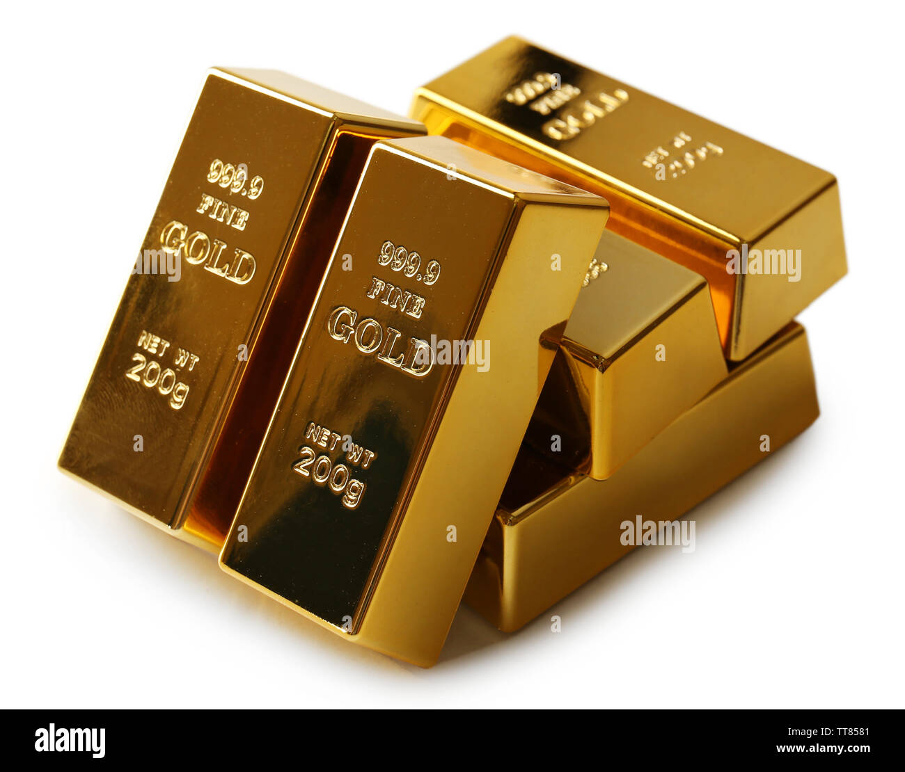 Gold bars isolated on white Stock Photo - Alamy