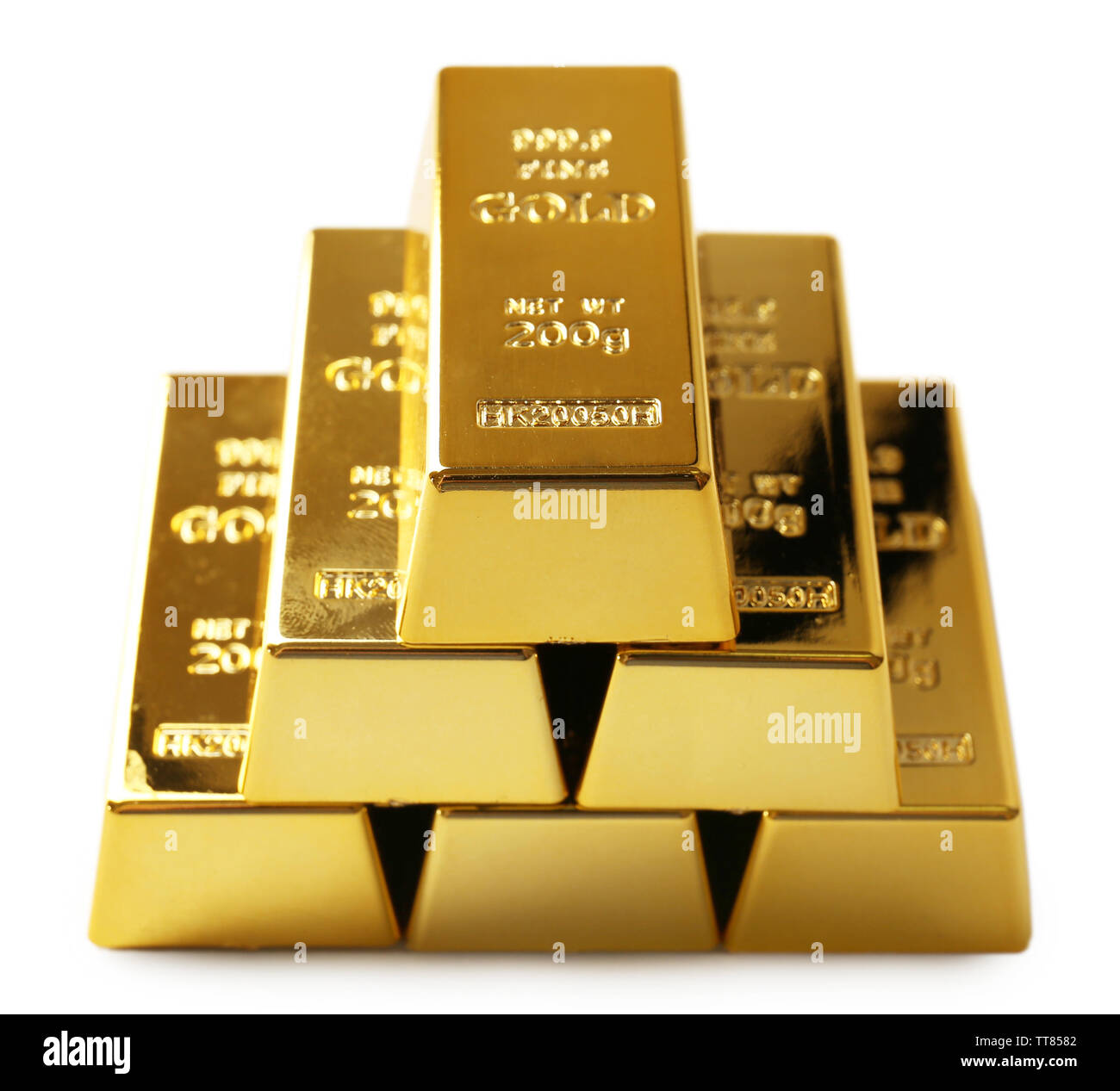 Gold bars isolated on white Stock Photo - Alamy