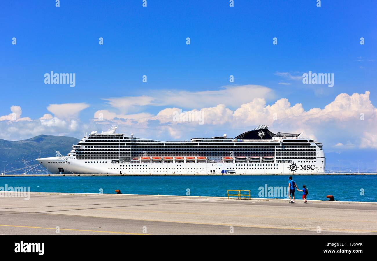 Cruise ship,MSC Magnifica,Corfu Port,Kerkyra,Greek ionian islands ...