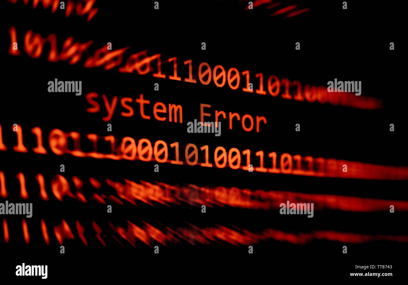 Technology Binary Code Number Data Alert System Error Message On Display Screen Computer