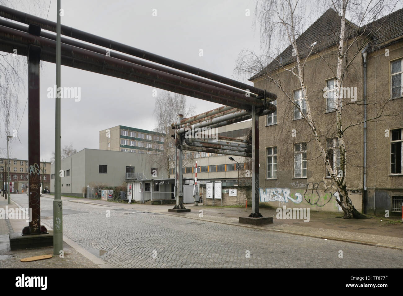 Buildings in the Stasi HQ buildings complex, Hohenschonhausen, Berlin ...