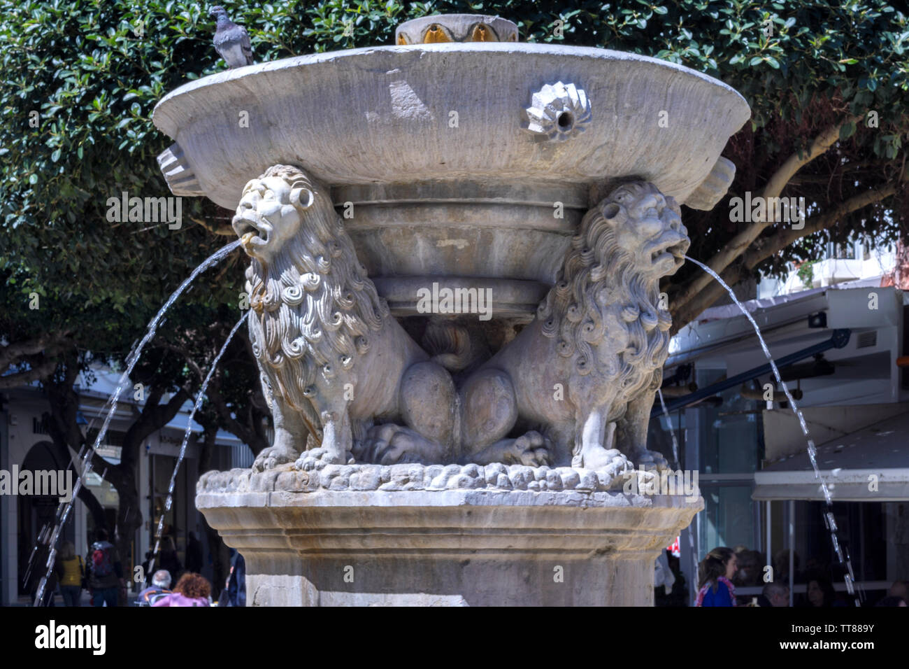 Heraklion, Crete / Greece. Morosini Fountain (the so called Lions ...