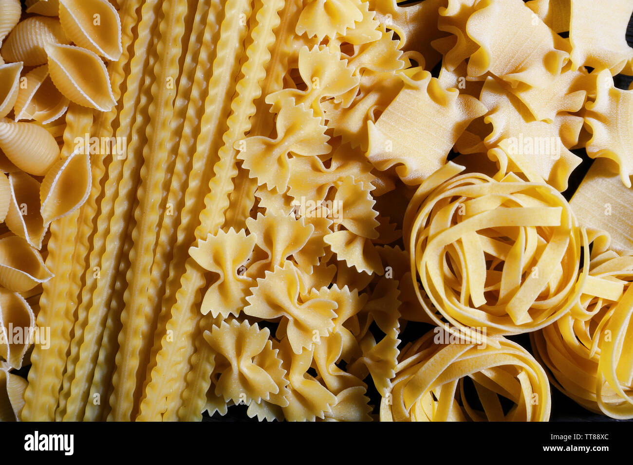 Different types of pasta, macro view Stock Photo - Alamy