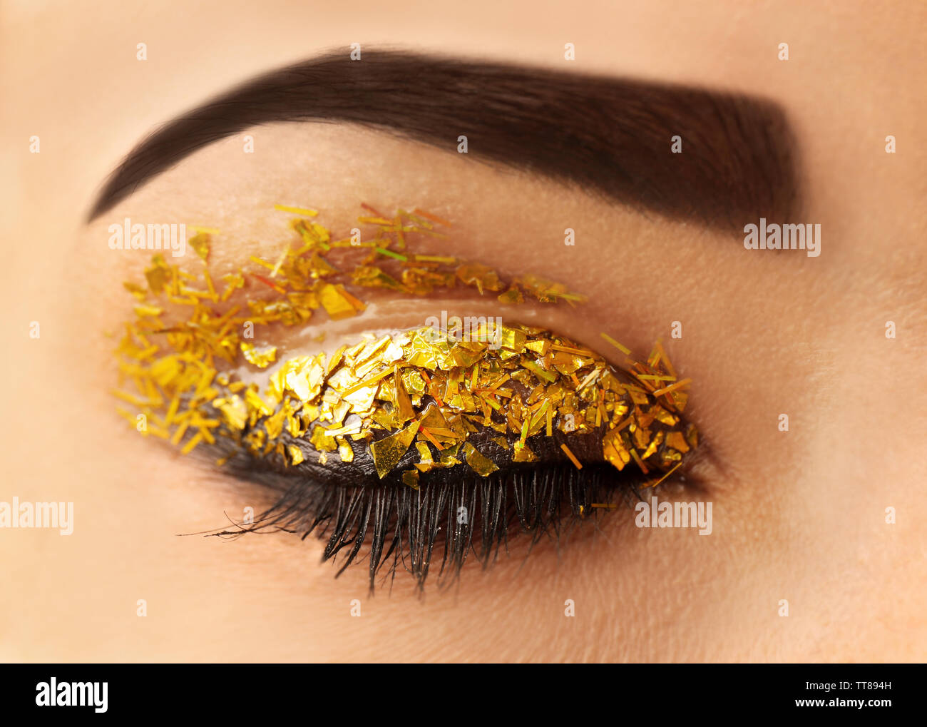 Female eye with fancy glitter makeup, macro view Stock Photo - Alamy