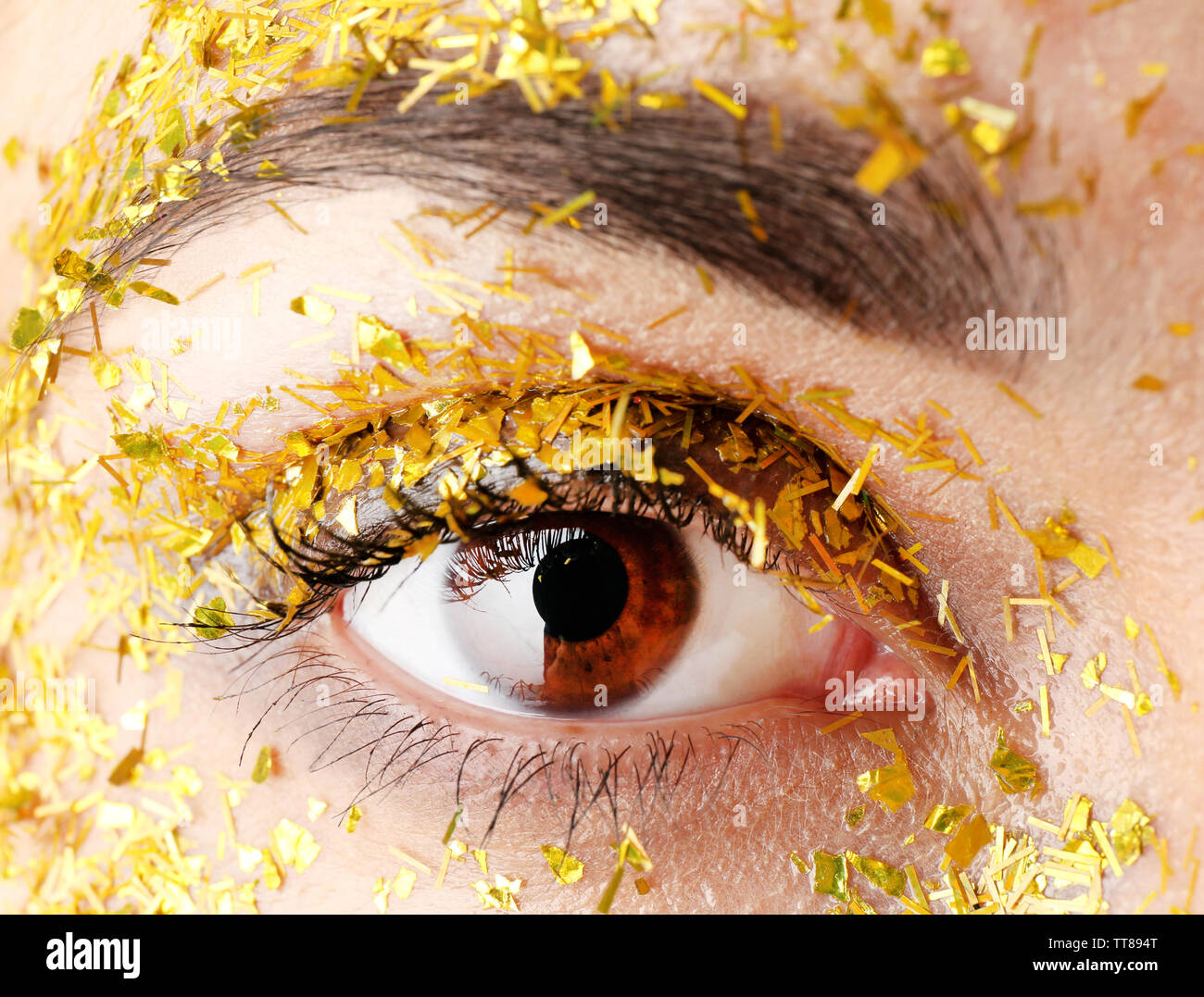 Female eye with fancy glitter makeup, macro view Stock Photo - Alamy