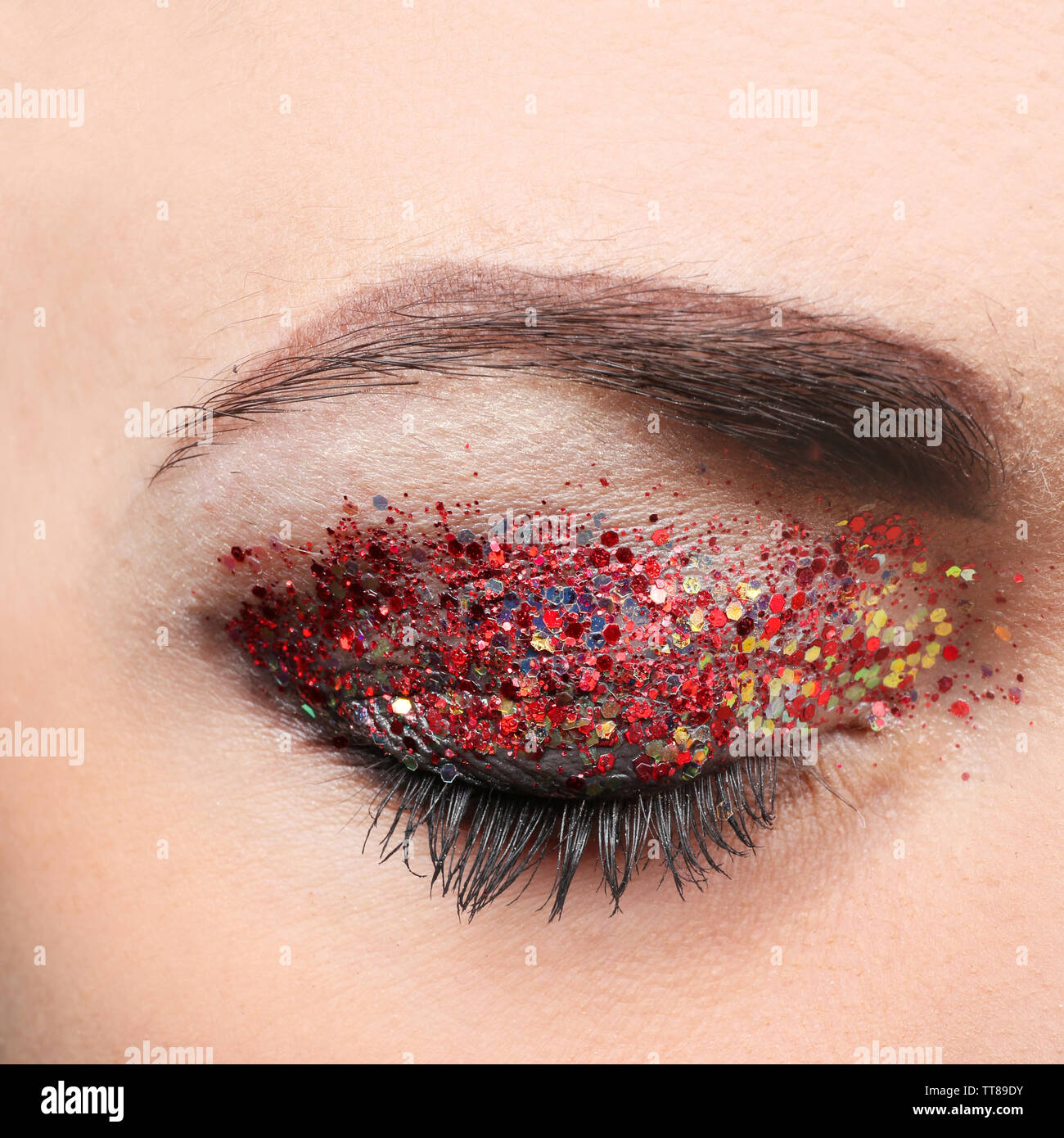Female eye with fancy glitter makeup, macro view Stock Photo - Alamy