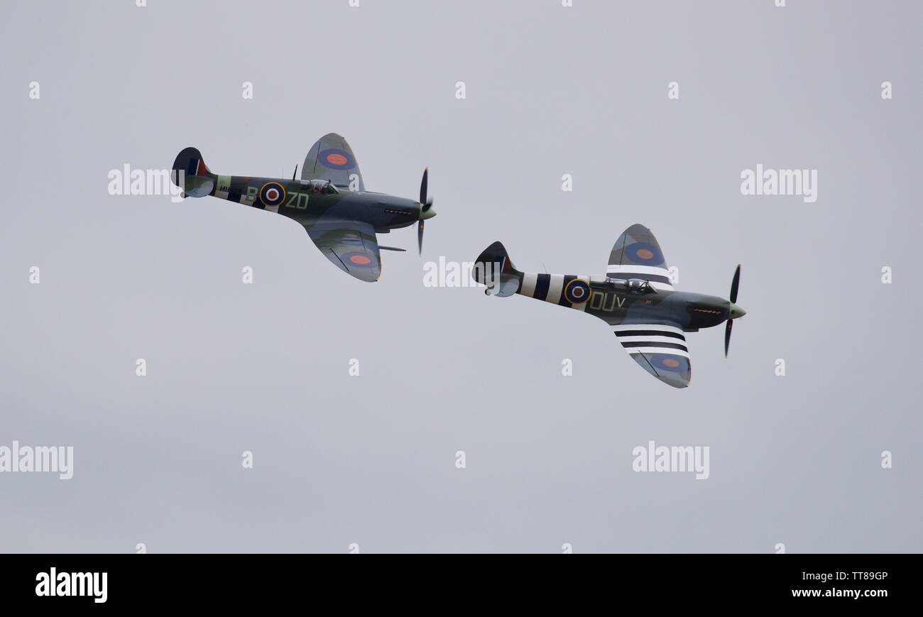 Daks over Normandy - 2 Supermarine Spitfires flying in formation to ...