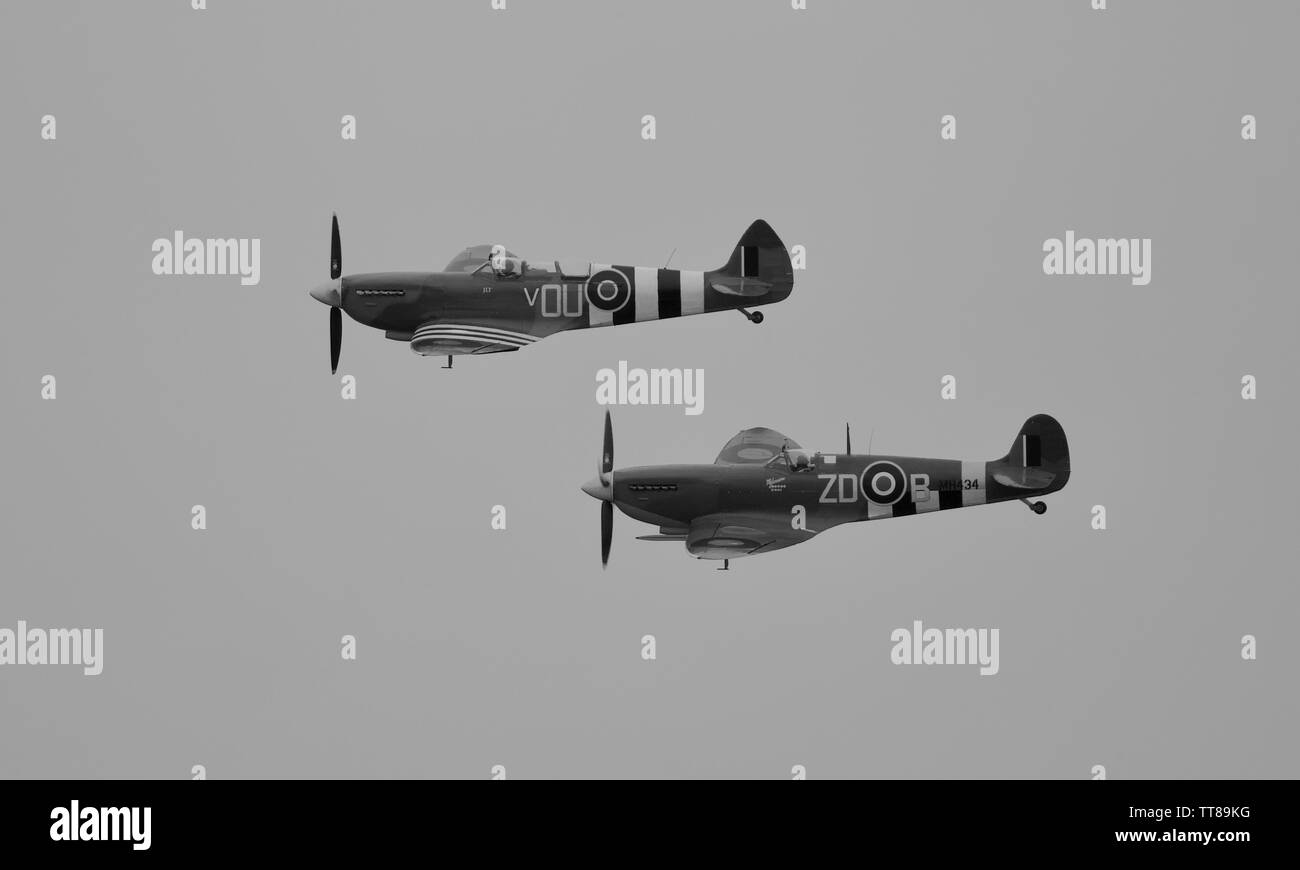 Daks over Normandy - 2 Supermarine Spitfires flying in formation to ...