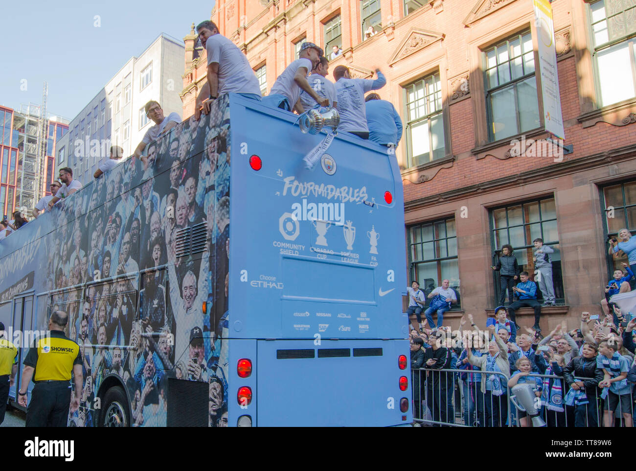 Manchester city bus parade hi-res stock photography and images - Alamy
