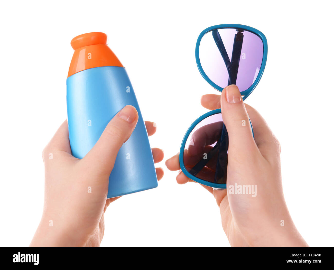 Cream in hands woman Cut Out Stock Images & Pictures - Alamy