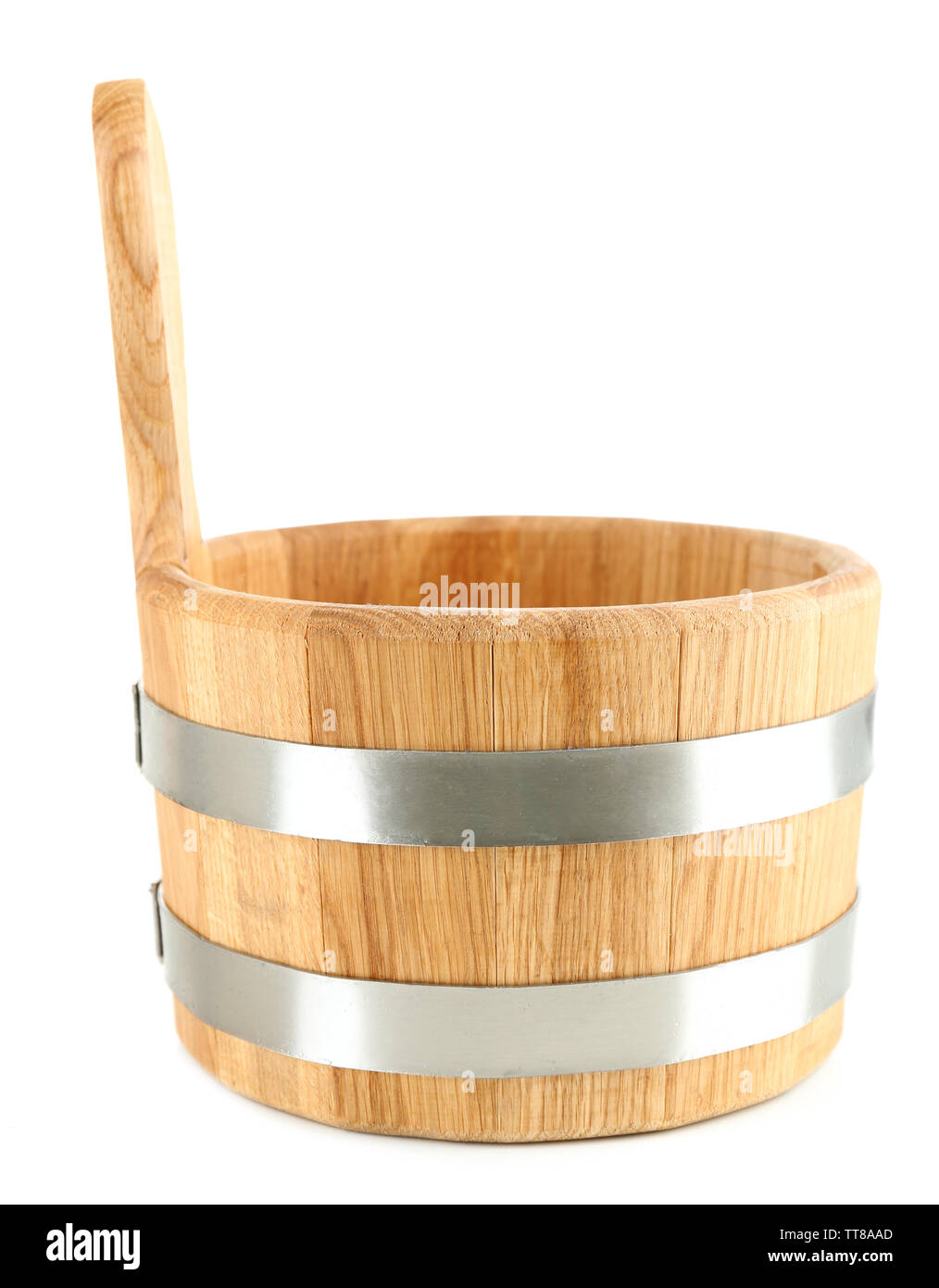 Oaken bucket for sauna, isolated on white Stock Photo - Alamy