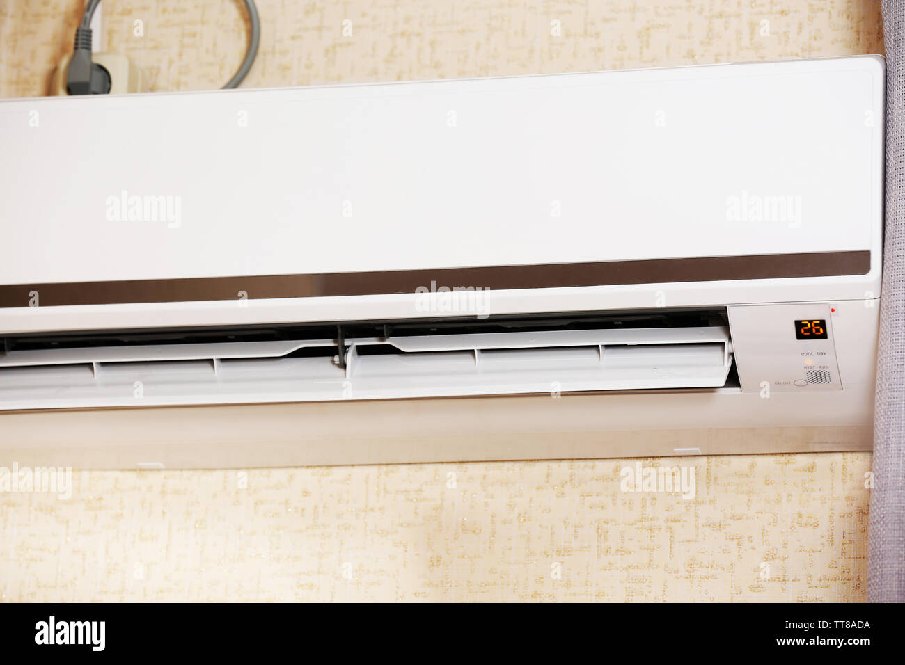 Air conditioner on wall background Stock Photo - Alamy
