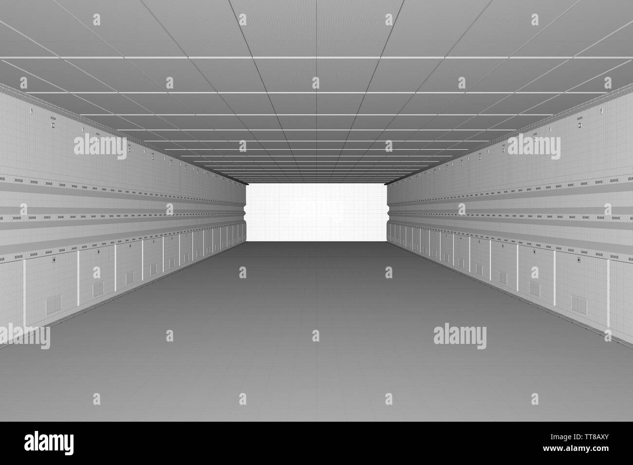 3d rendering wireframe interior empty factory or storehouse Stock Photo ...