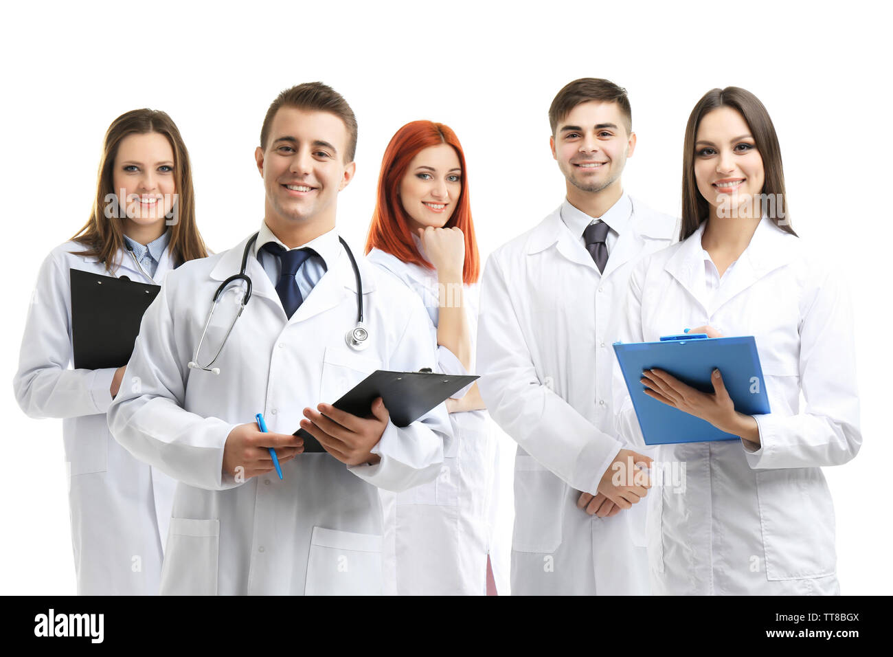 Medical workers isolated on white Stock Photo - Alamy