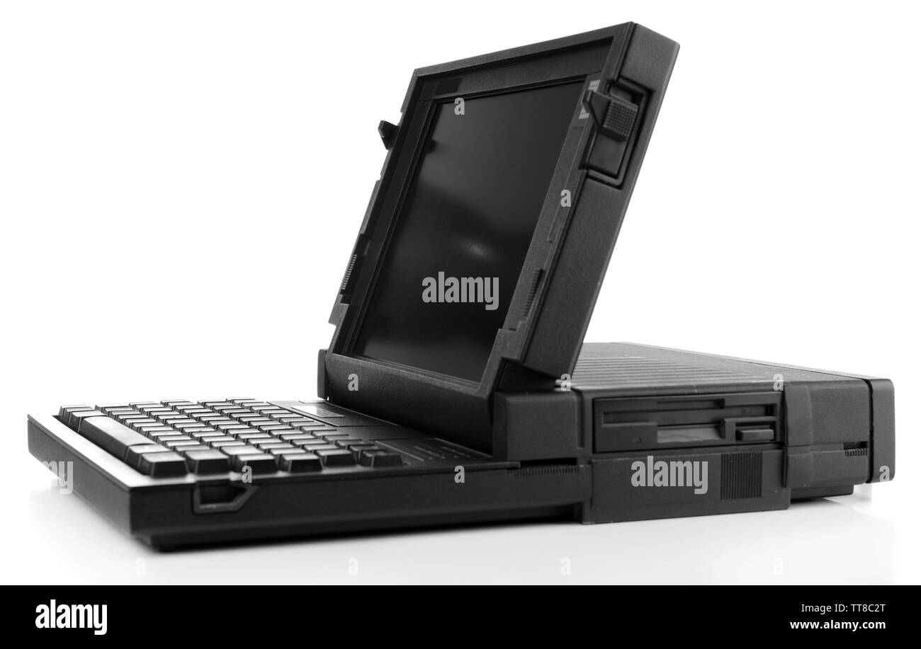 Old laptop isolated on white Stock Photo - Alamy