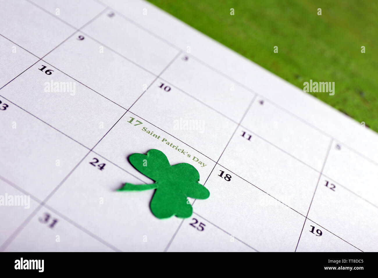 St. Patrick Date on calendar close-up Stock Photo - Alamy