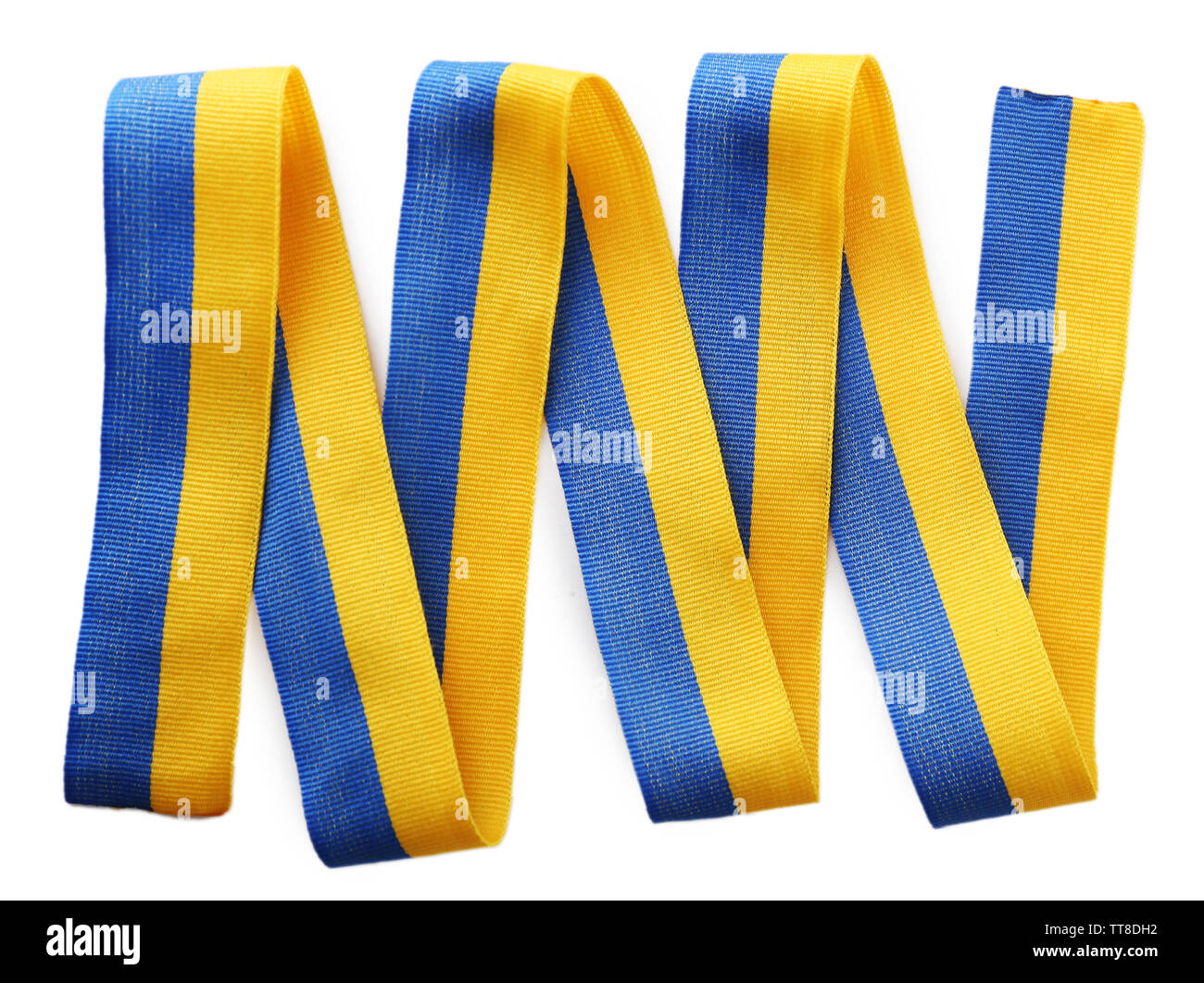 Colorful blue-yellow fabric ribbon isolated on white Stock Photo - Alamy
