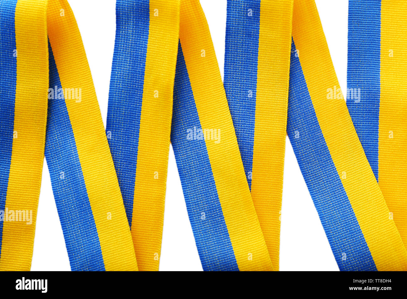 Colorful blue-yellow fabric ribbon close up Stock Photo - Alamy