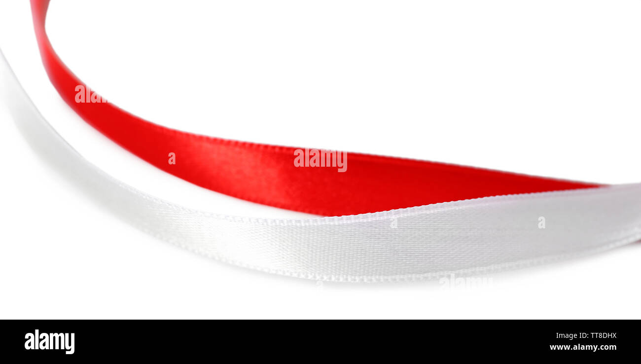 Colorful red and white ribbons isolated on white Stock Photo - Alamy