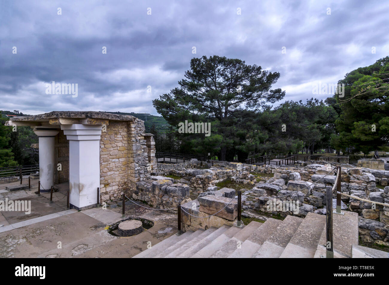 Knossos Palace, Crete / Greece. South Propylaeum restored building with ...