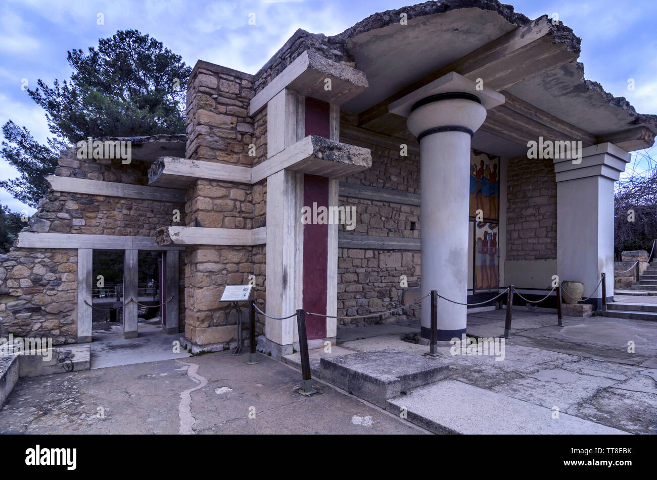Knossos Palace, Crete / Greece. South Propylaeum restored building with ...