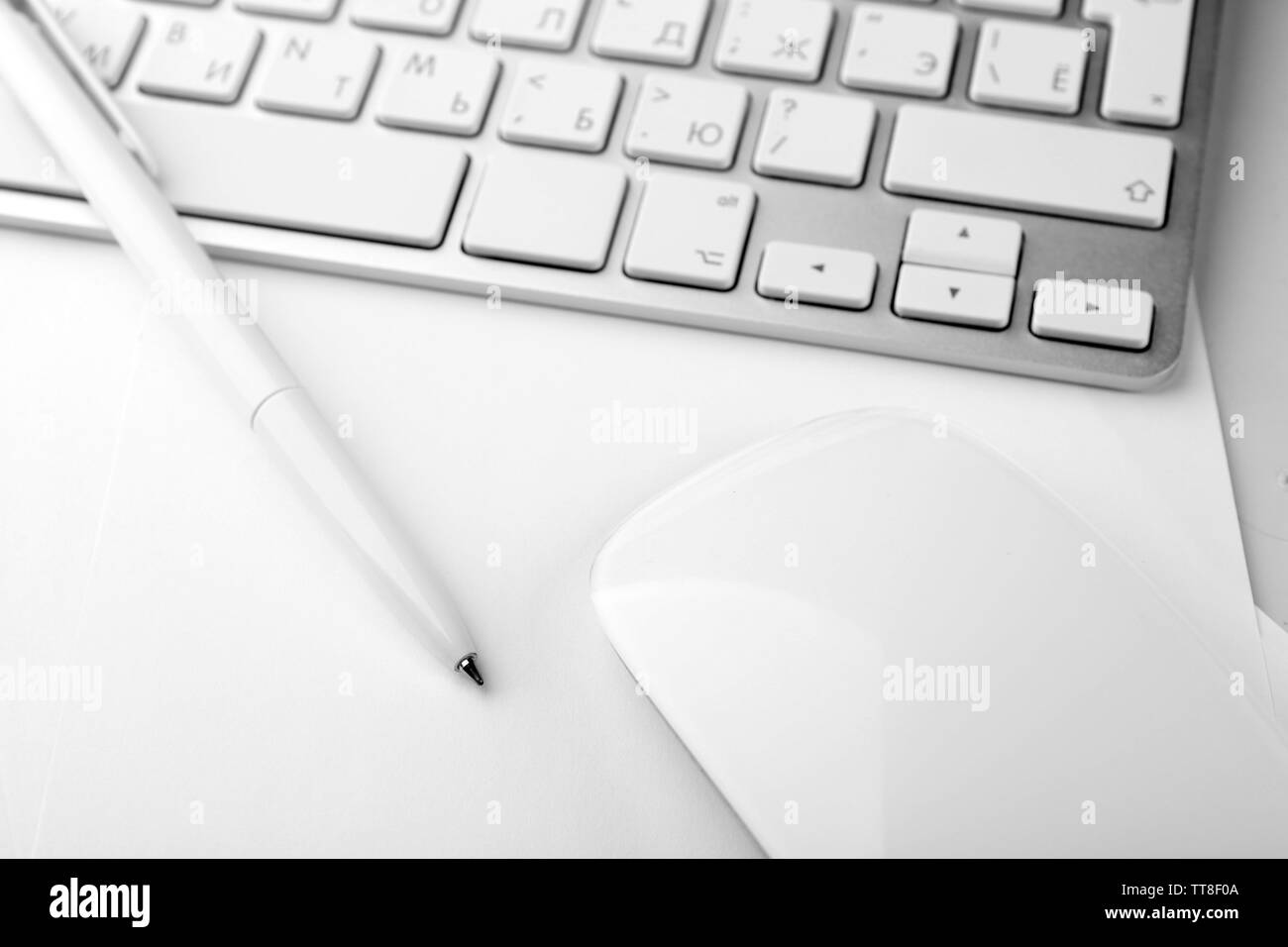 Office workplace with computer close up Stock Photo - Alamy