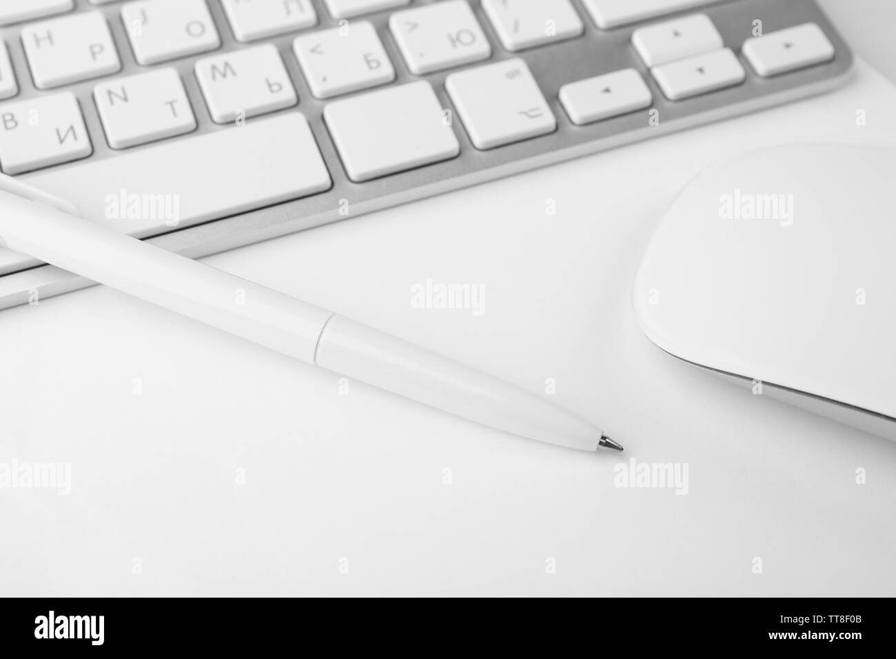 Office workplace with computer close up Stock Photo - Alamy