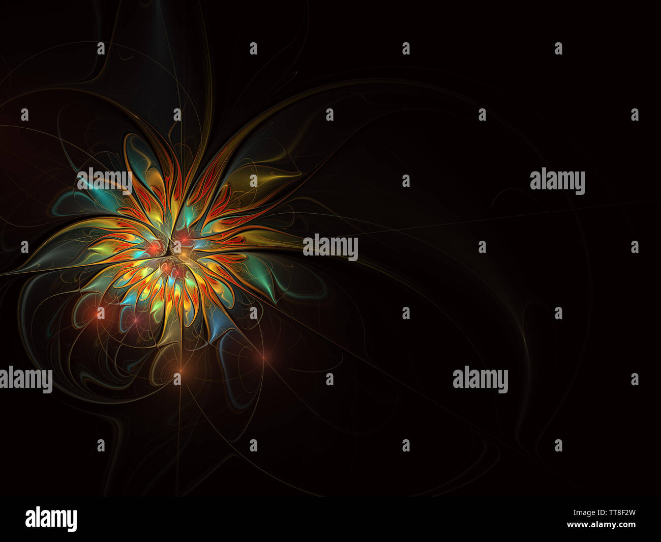 Fractal illustration of bright background with floral ornament ...