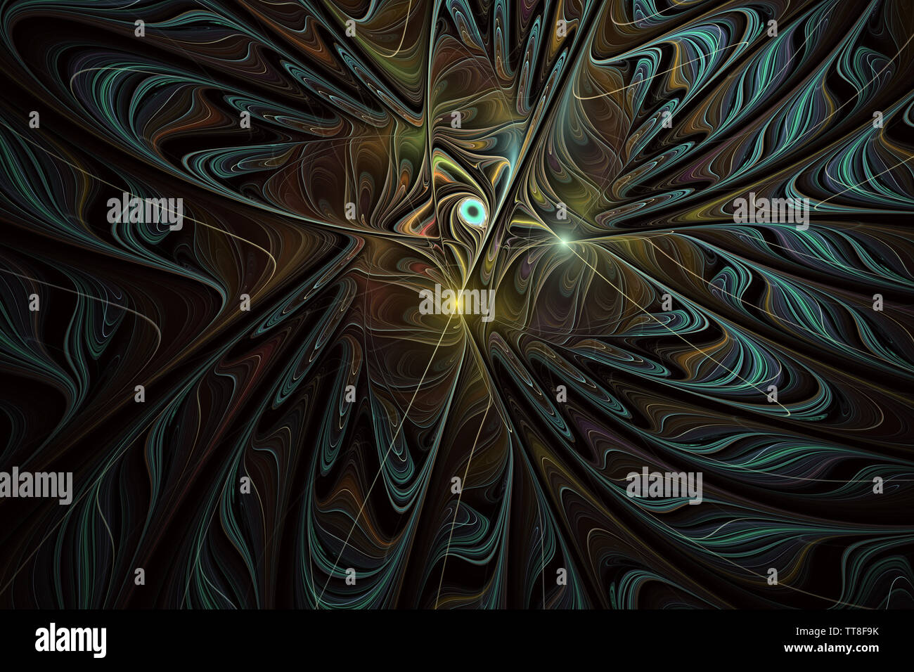 Fabulous fractal pattern in blue. Digital fractal art. Smooth blue ...