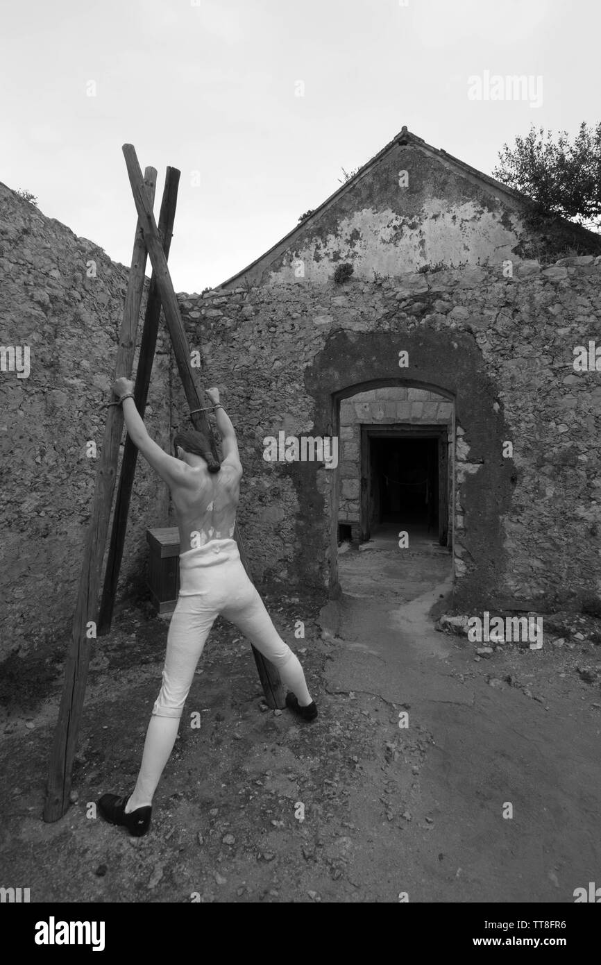 Hill fort on the rock Black and White Stock Photos & Images - Alamy