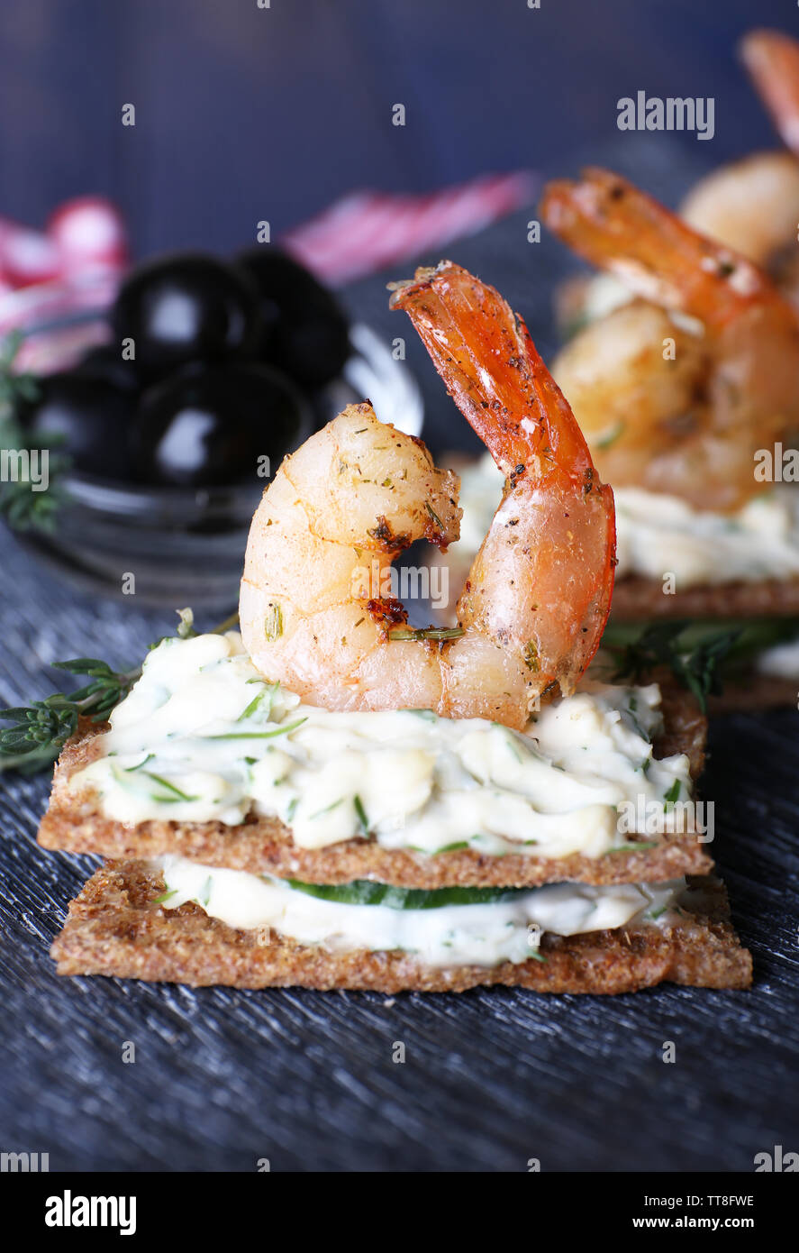 Shrimp seafood appetizer cracker hi-res stock photography and images ...