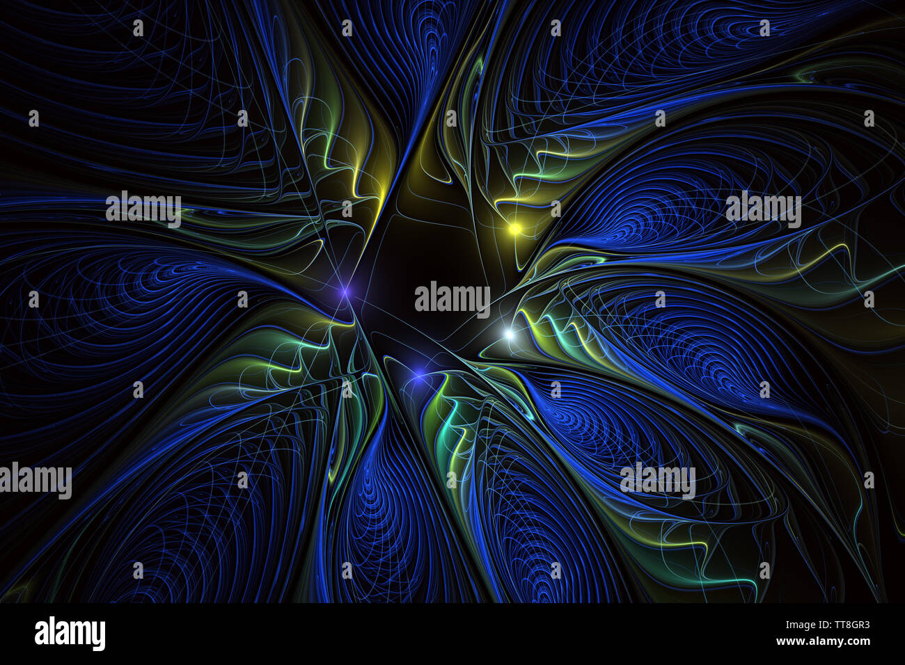 Fabulous fractal pattern in blue. Digital fractal art. Smooth blue ...