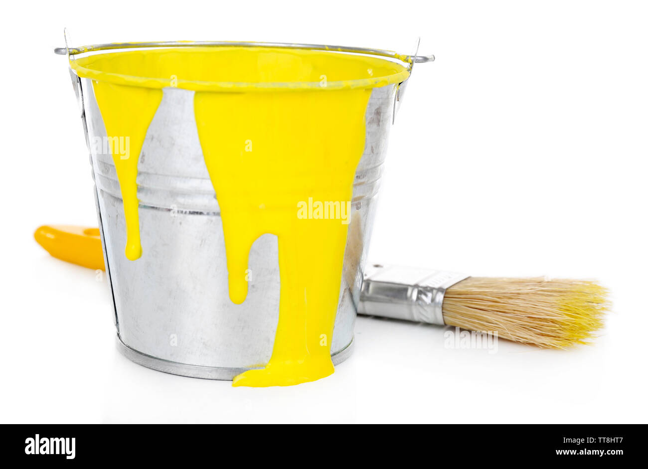 Yellow paint bucket hi-res stock photography and images - Alamy