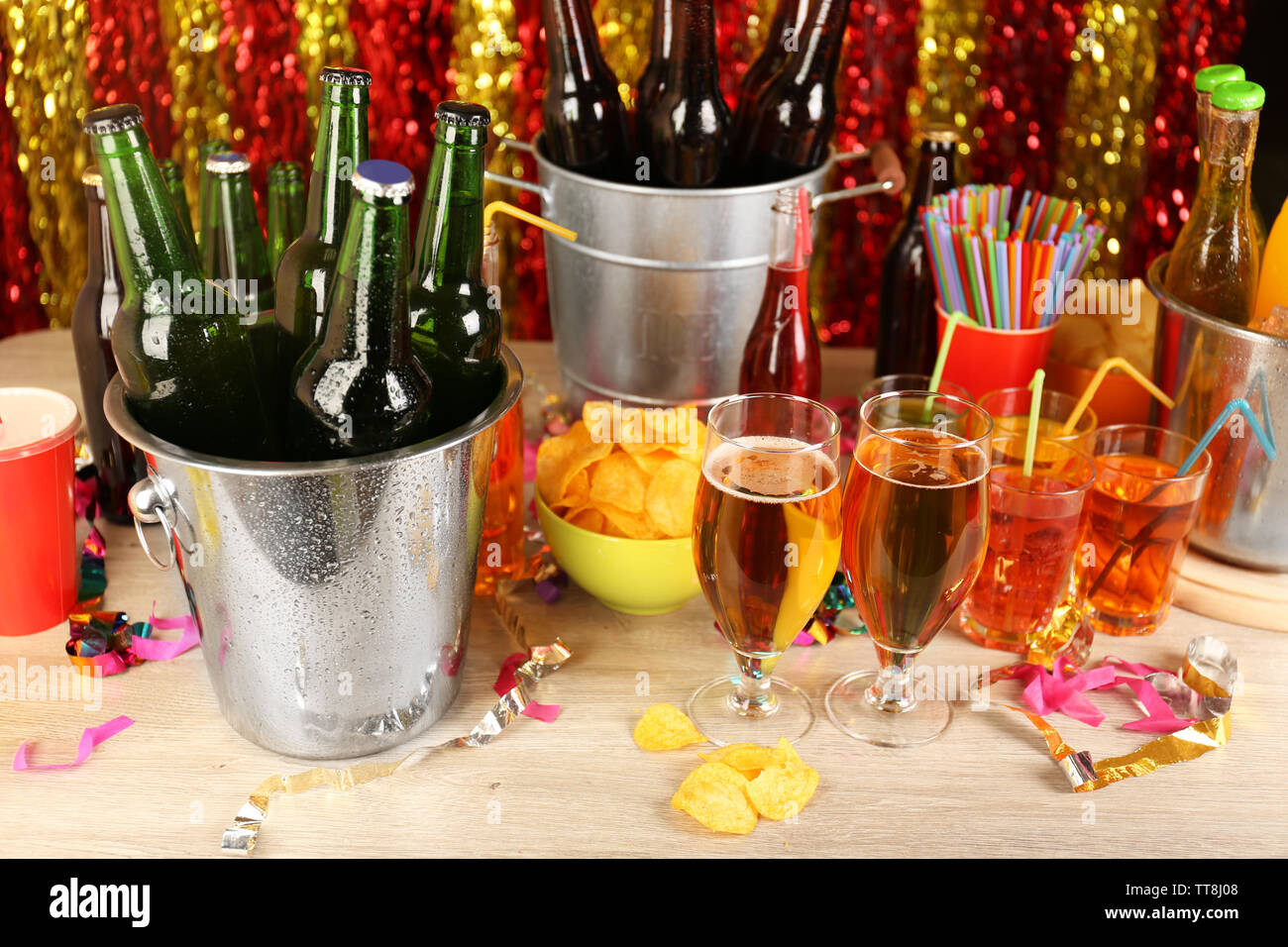 Prepared table with drink for party Stock Photo - Alamy