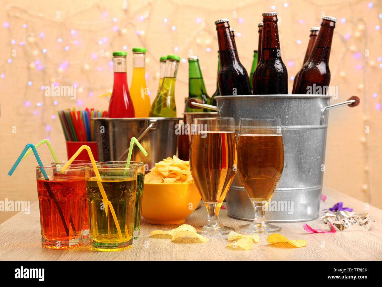 Prepared table with drink for party Stock Photo - Alamy